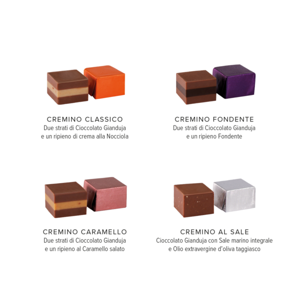 ASSORTED 4 CREMINI 160g CUBE - Guido Gobino